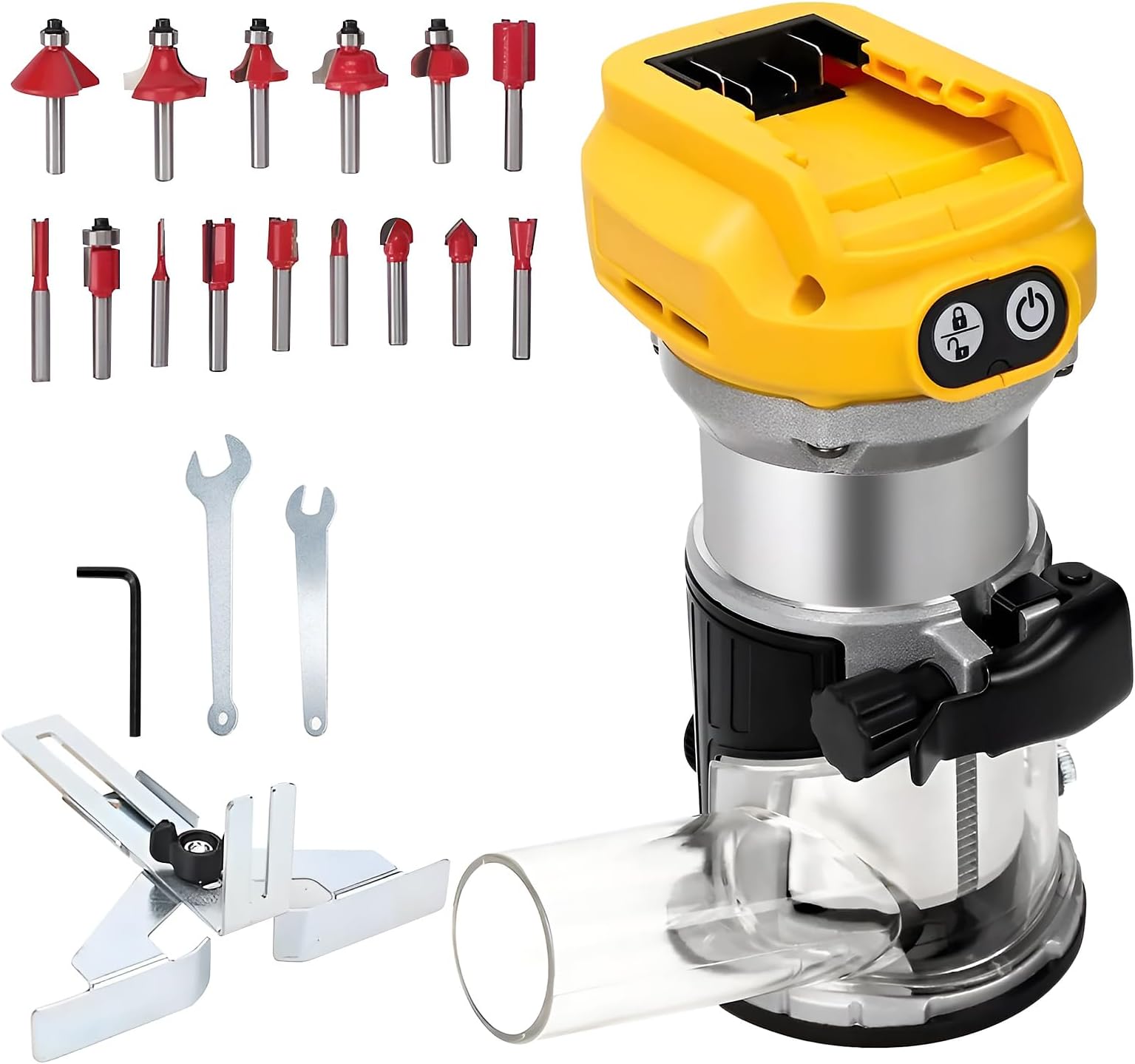 Cordless Router for DeWalt 20V Battery (Tool Only), 6 Speeds 30,000RPM ...