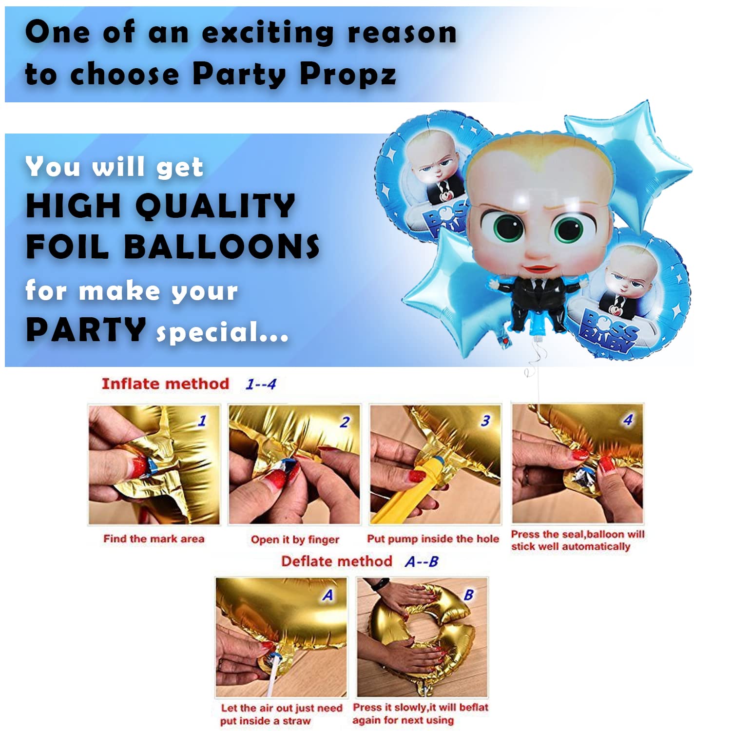 Buy Party Propz Boss Baby Birthday Decorations Items Kit - 55Pcs Combo ...