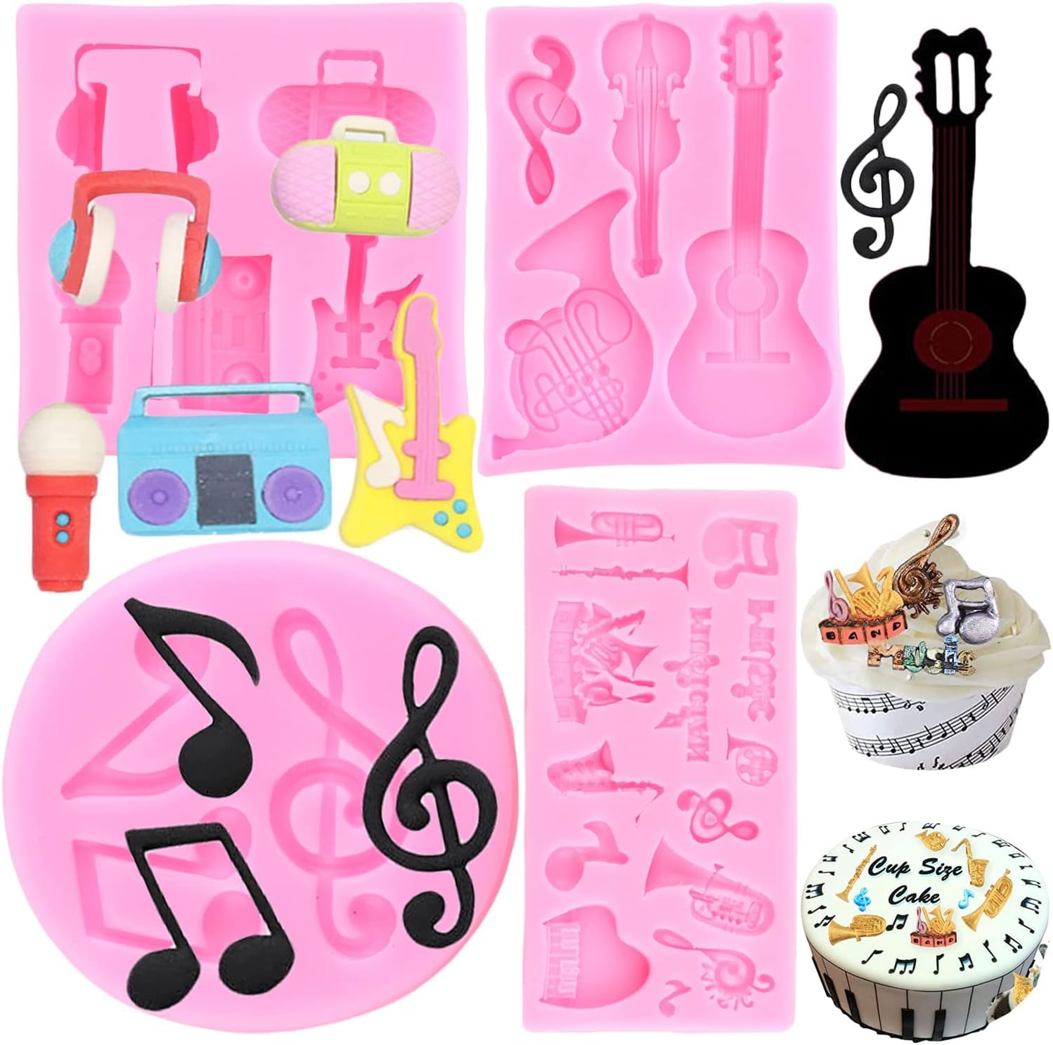 Amazon.com: Mujiang Music Note Fondant Mold Musical Instruments ...
