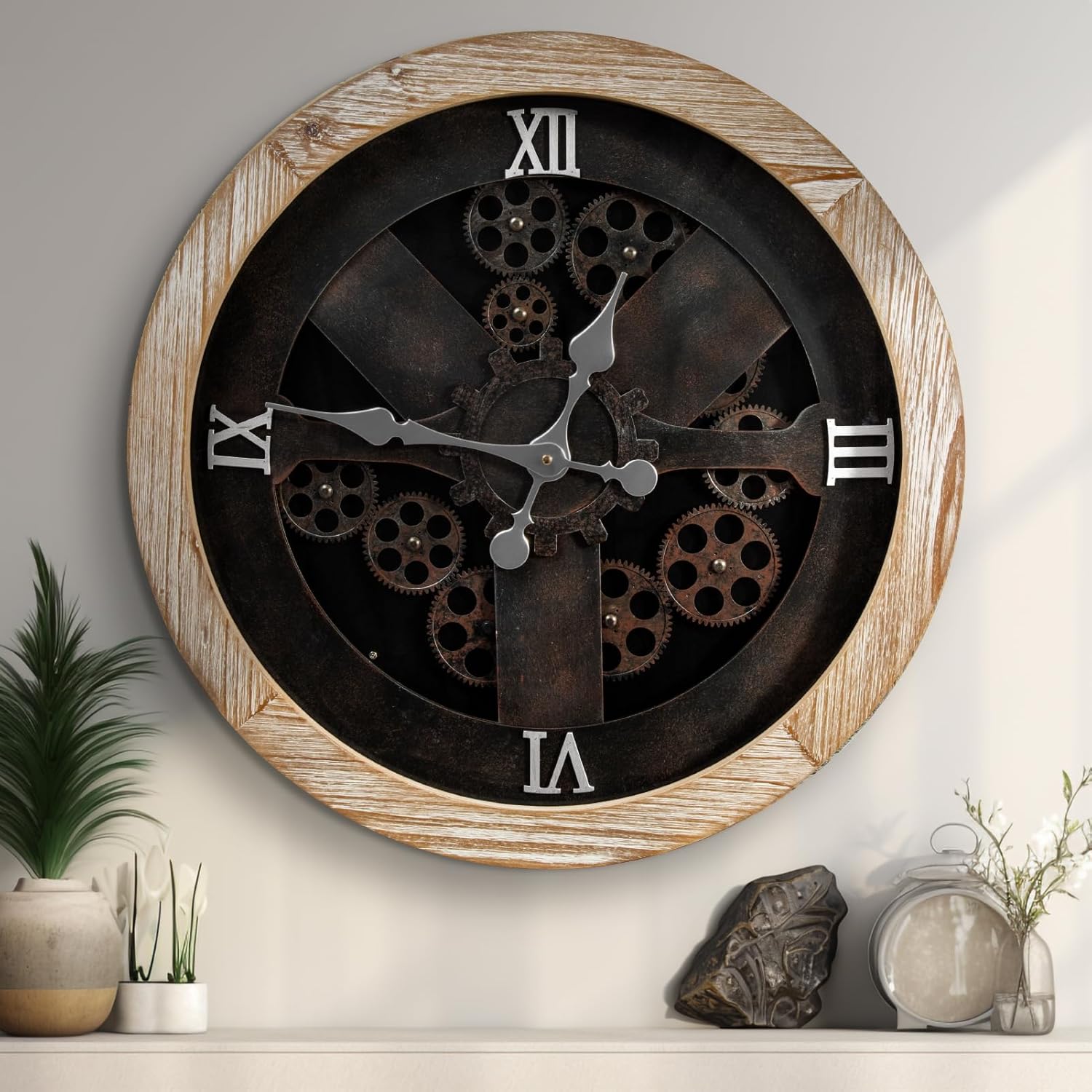 Amazon.com: ZBJZJM 24" Large Wall Clock with Moving Gears for Living ...