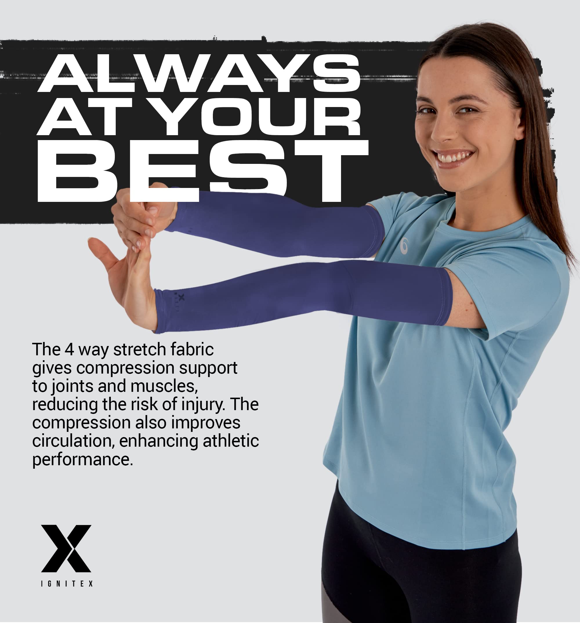 Snapklik.com : IGNITEX UV Sun Sleeves - Cover Up Men & Women - Compression