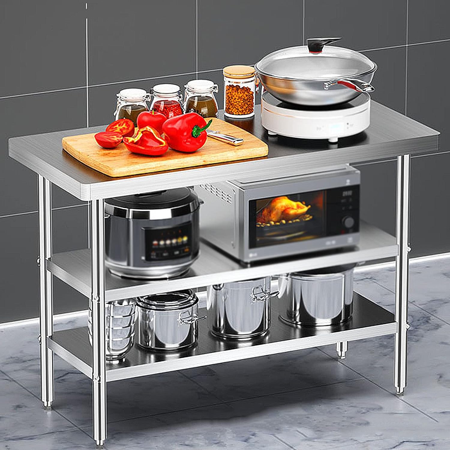 Amazon.com: Stainless Steel Catering Table Commercial Kitchen Work Prep ...