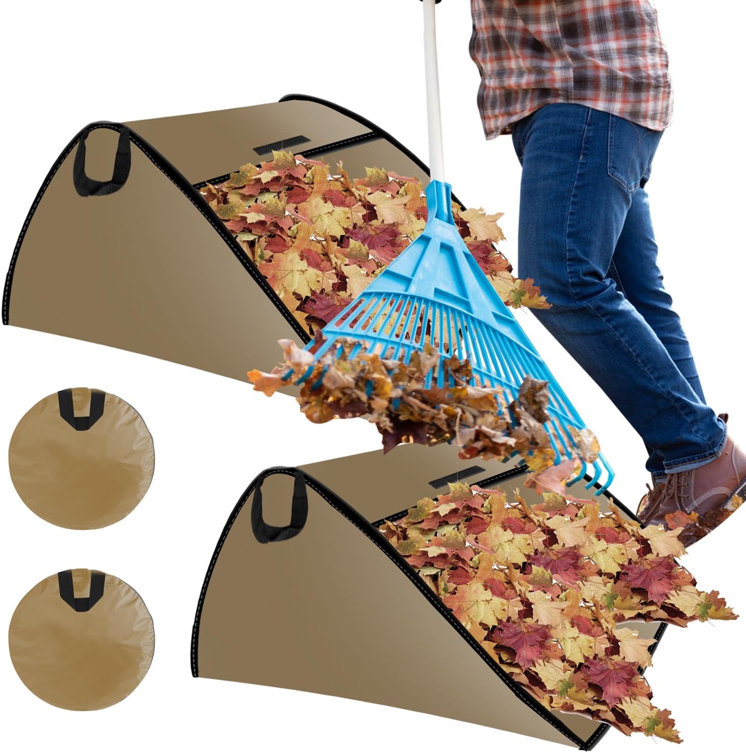 Amazon.com : Leaf Collector 2 Pack, Pop Up lawn and leaves collector ...