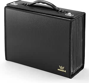 SEEKIND 26 Pockets Expanding File Folder Accordian File Organizer with Handle for A4 Letter Size ...