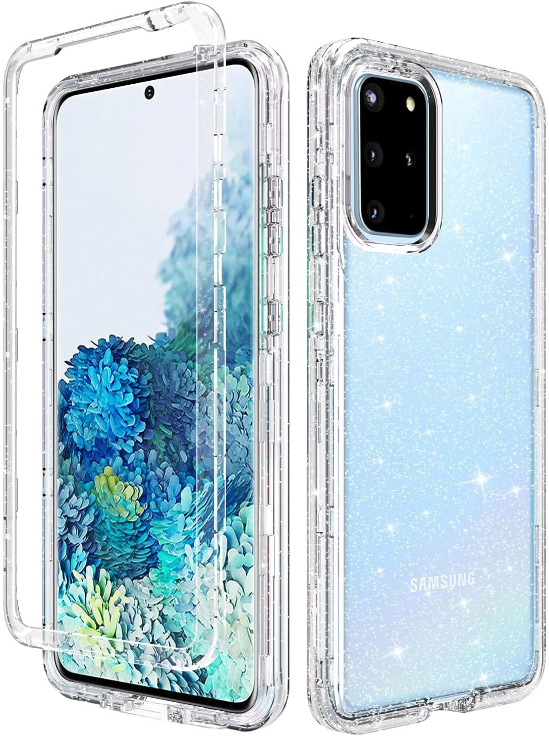 Amazon.com: GUAGUA Galaxy S20 Plus Case - Glitter Bling Crystal Clear 3 ...