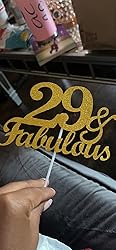 Amazon.com: 29 & Fabulous Cake Toppers Gold Glitter, Happy 29th ...