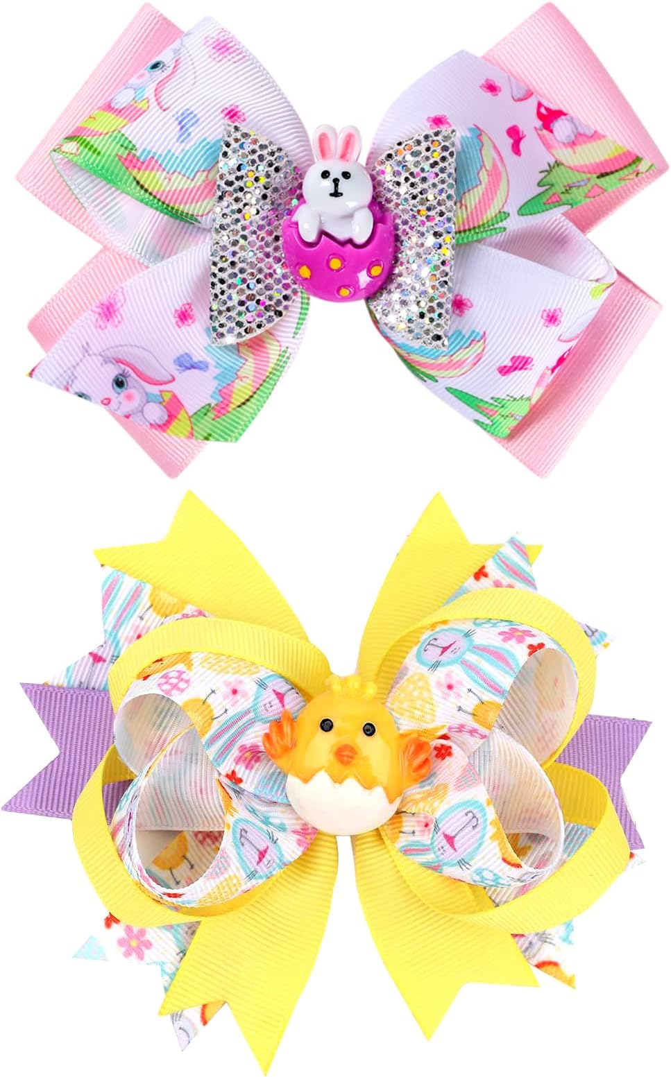 Amazon.com : Easter Large Bows Hair Clips Boutique Grosgrain Ribbon ...