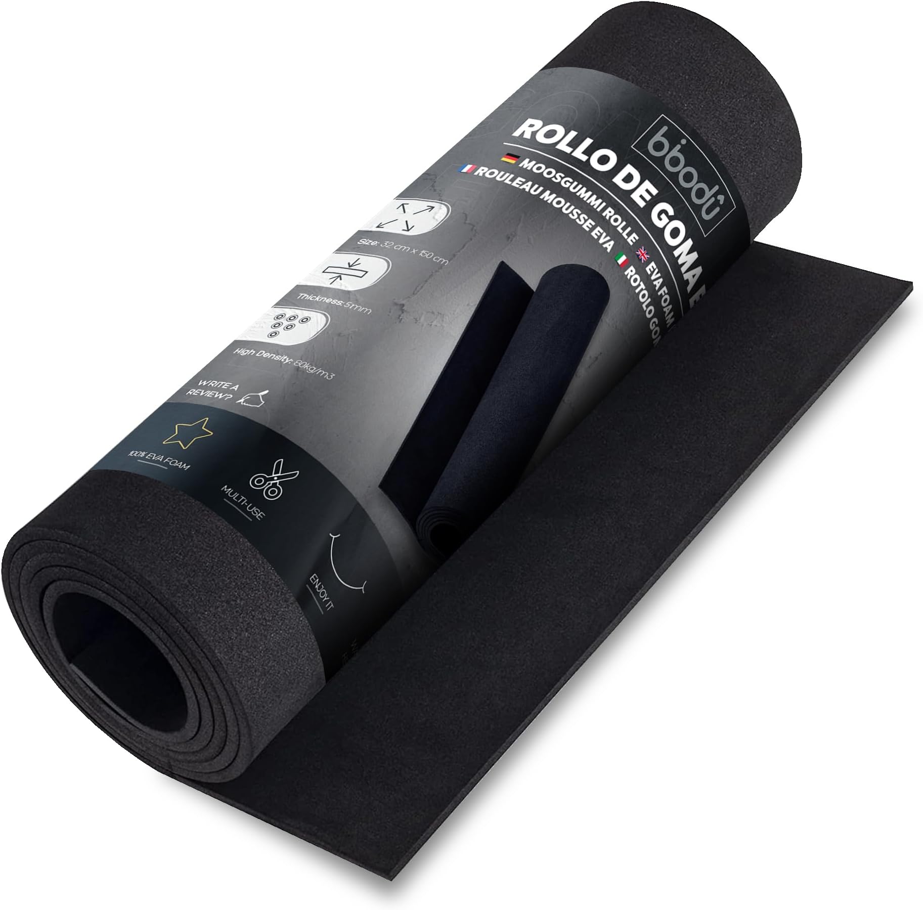 BIBODU Rotolo di Gomma Eva Nera 2mm di Spessore | Dimensioni Fogli ...