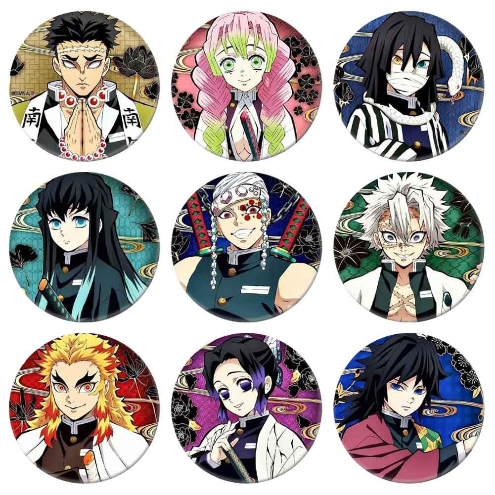 Buy MXLY 1 Set 9Pcs Badges Set Himejima Kyoumei Kanroji Mitsuri Iguro ...