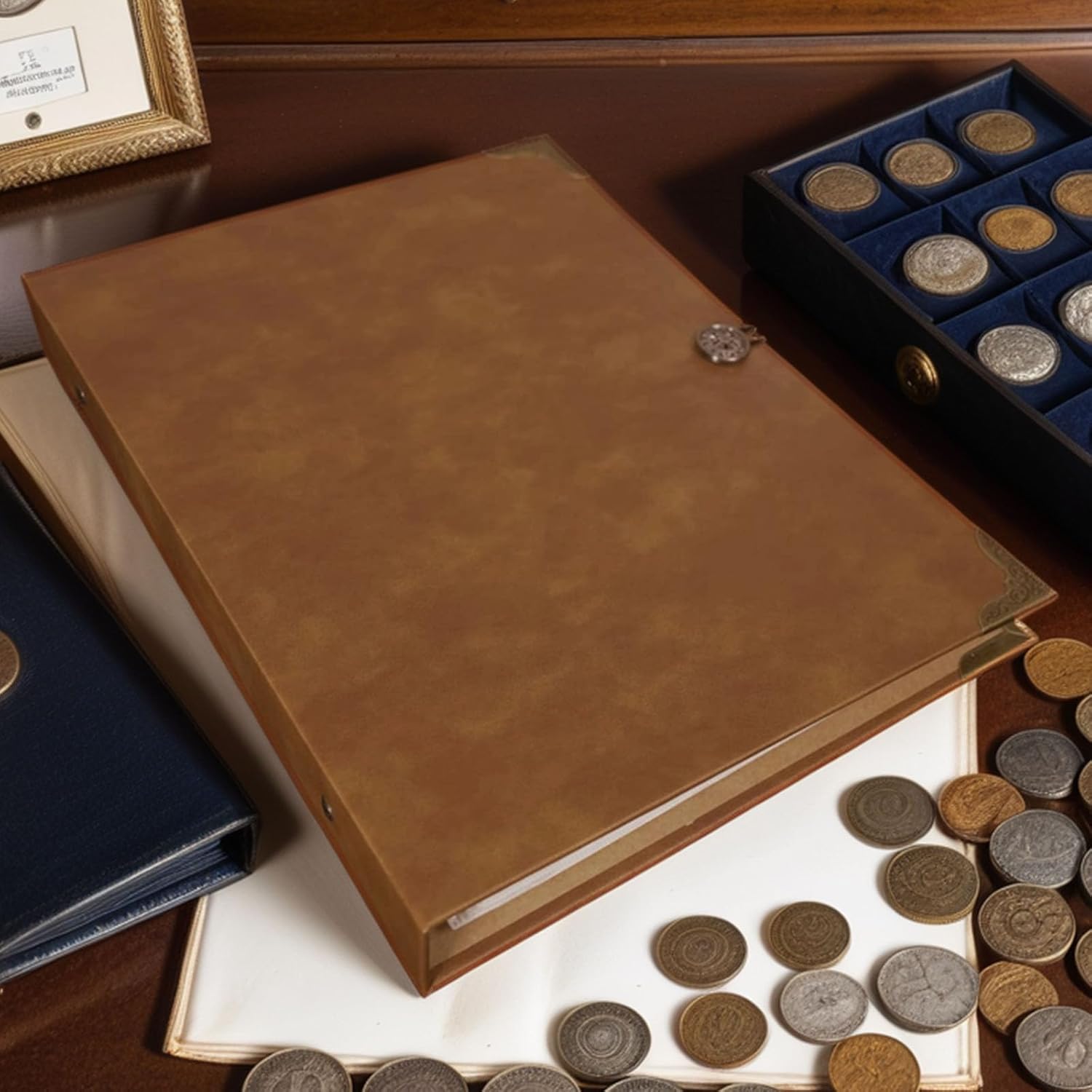 Amazon.com: Sobrzy Coin Collection Book Leather, 150 Pockets Coin Album ...
