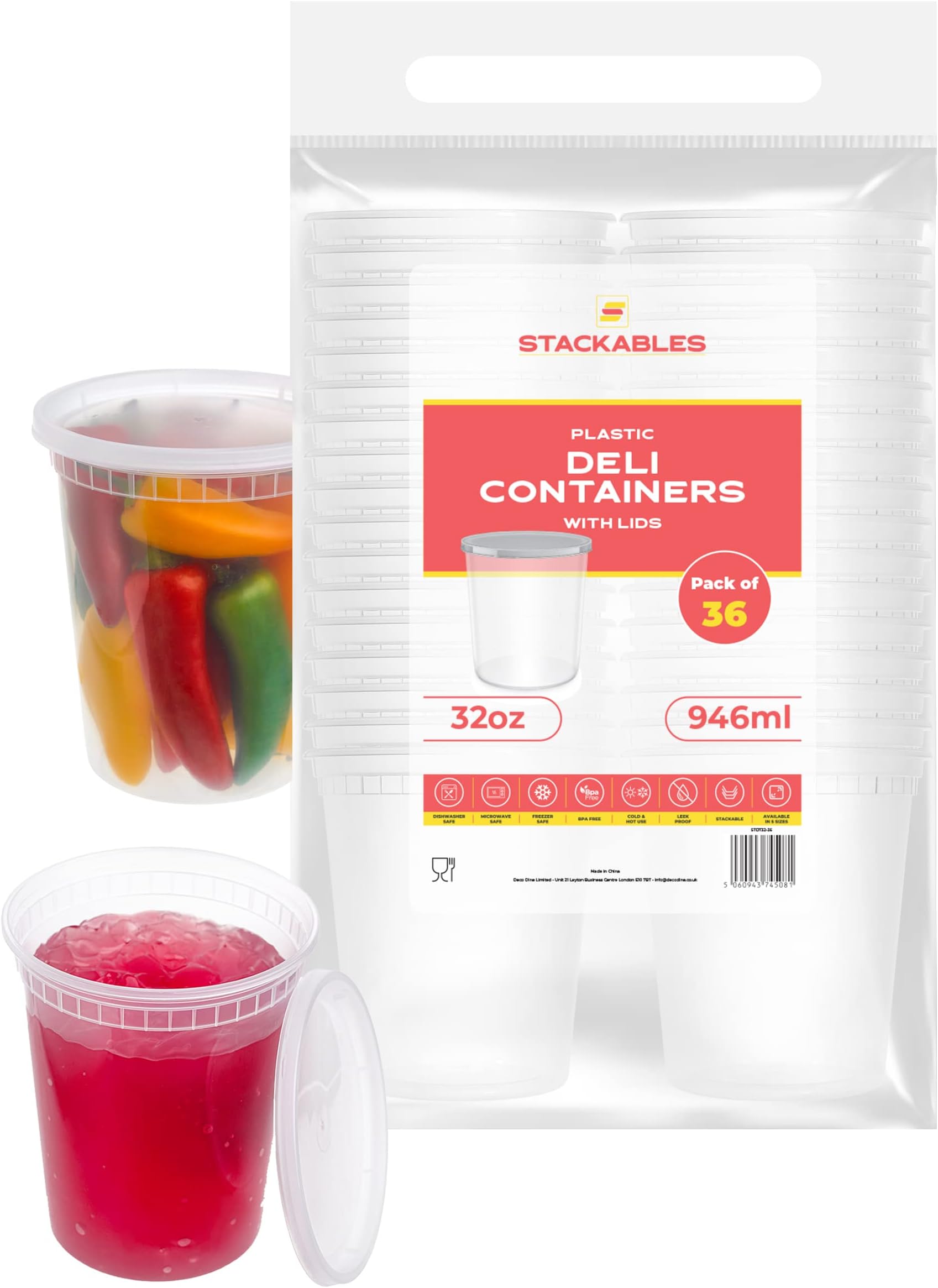 Plastic Containers with Lids - Food Storage Container Set for Meal Prep ...