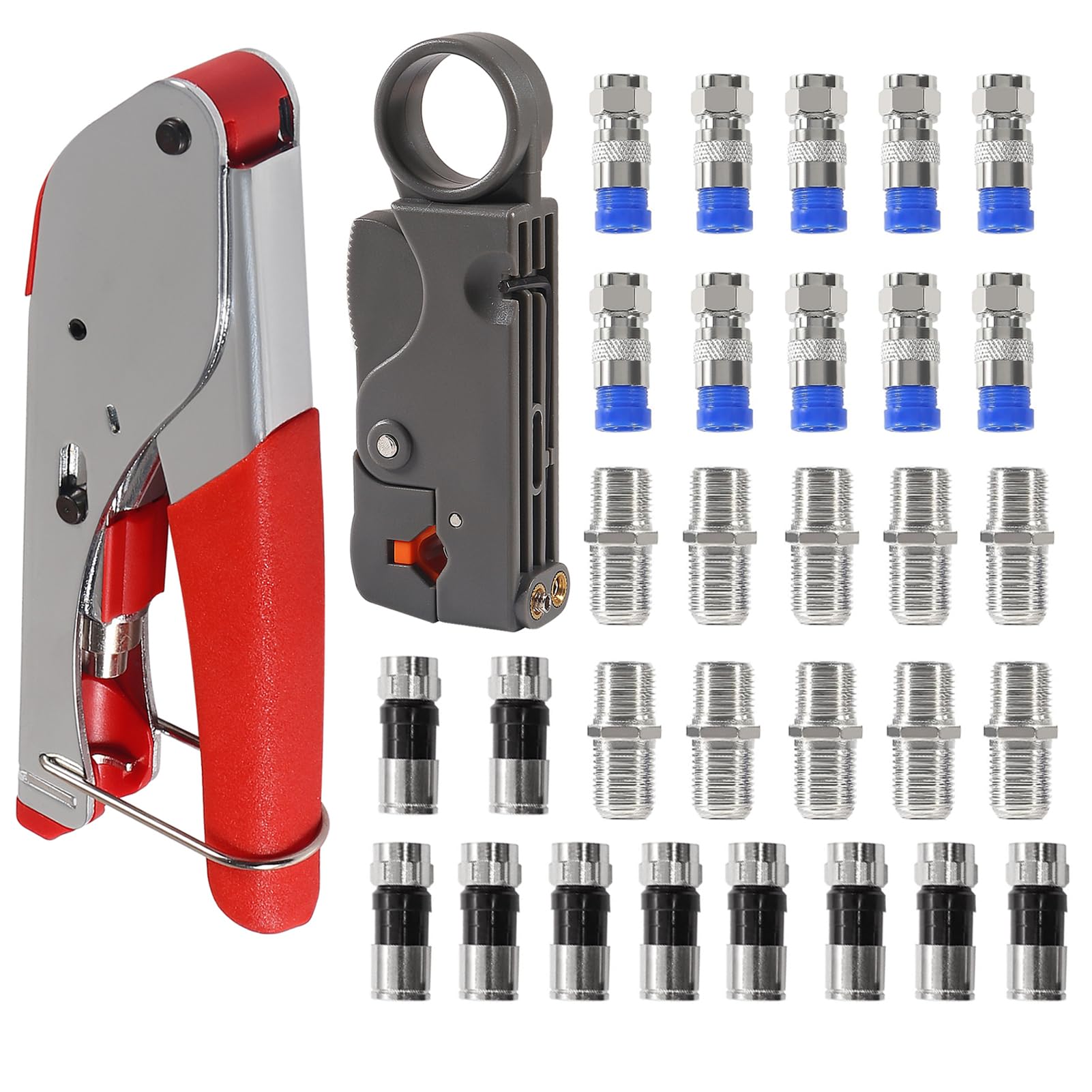 DIANN Coax Cable Crimper Coaxial Compression Tool Kit Wire Stripper ...