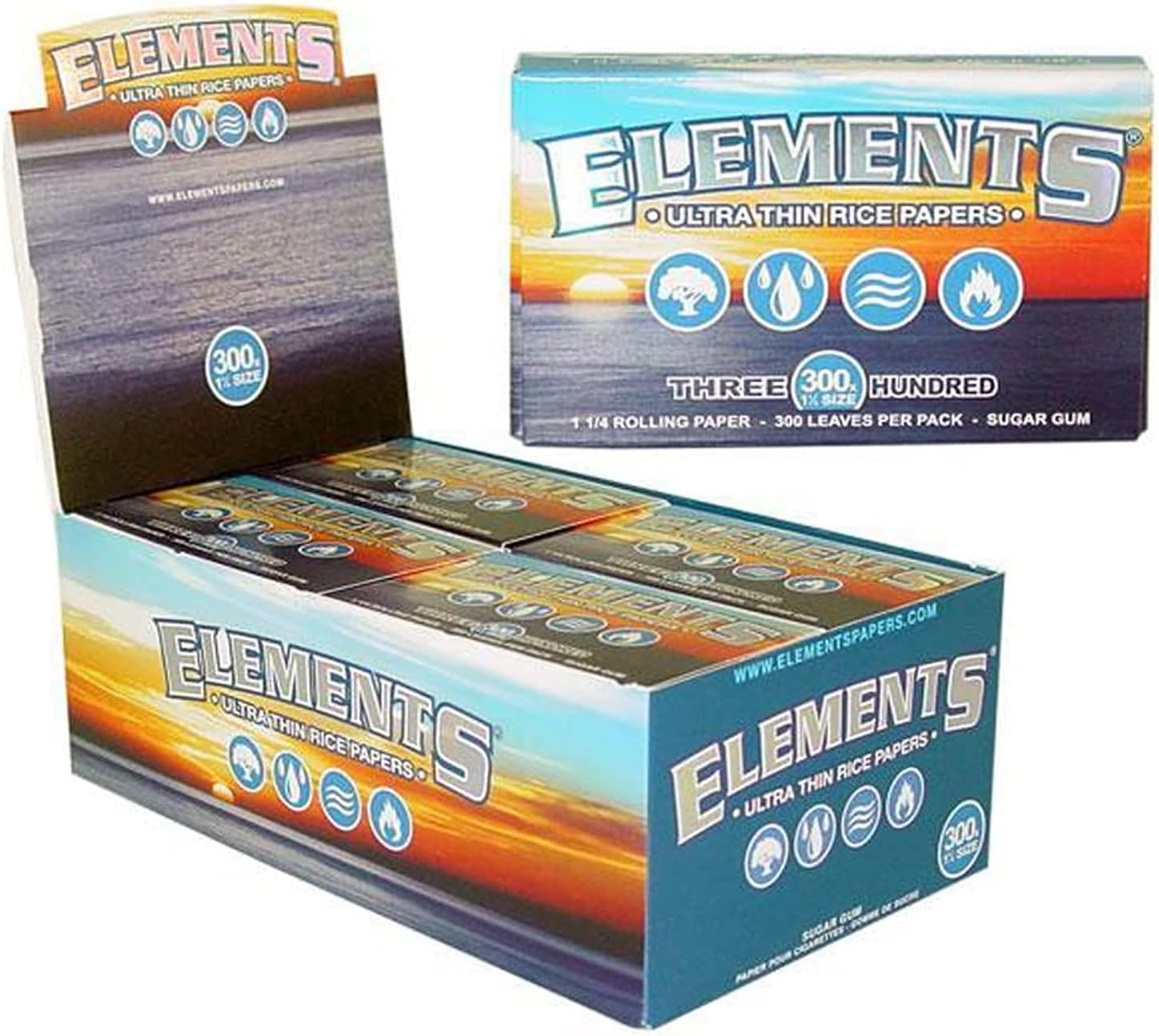 Amazon.com: ELEMENTS ROLLING PAPERS 300 ultra thin rice papers PACK OF ...