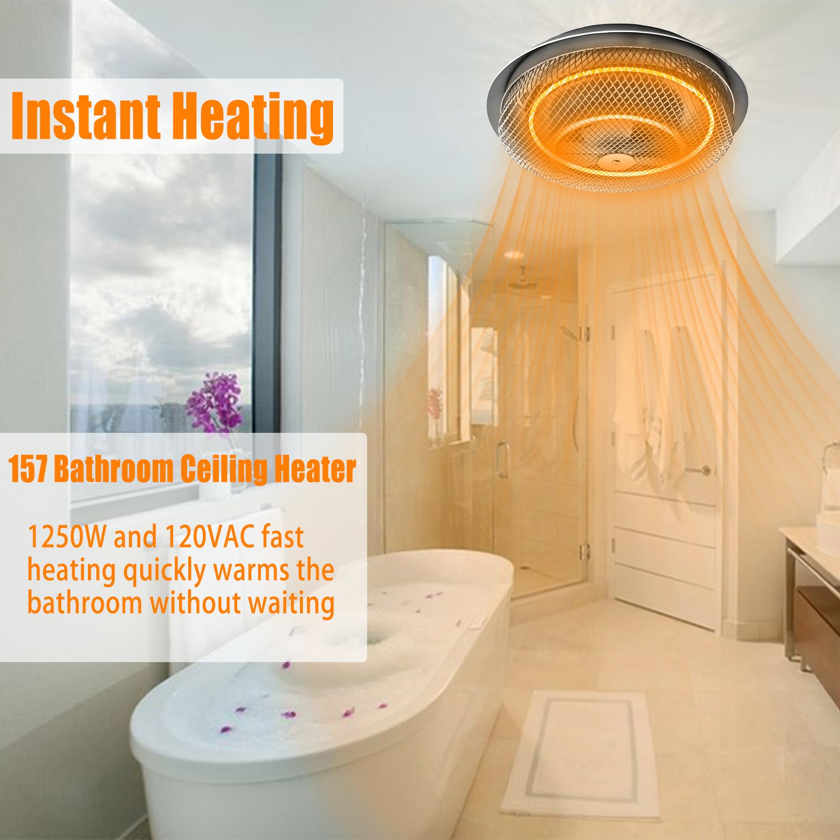 Round Bathroom Ceiling Heater Elements Broan NuTone 1,250 Watt