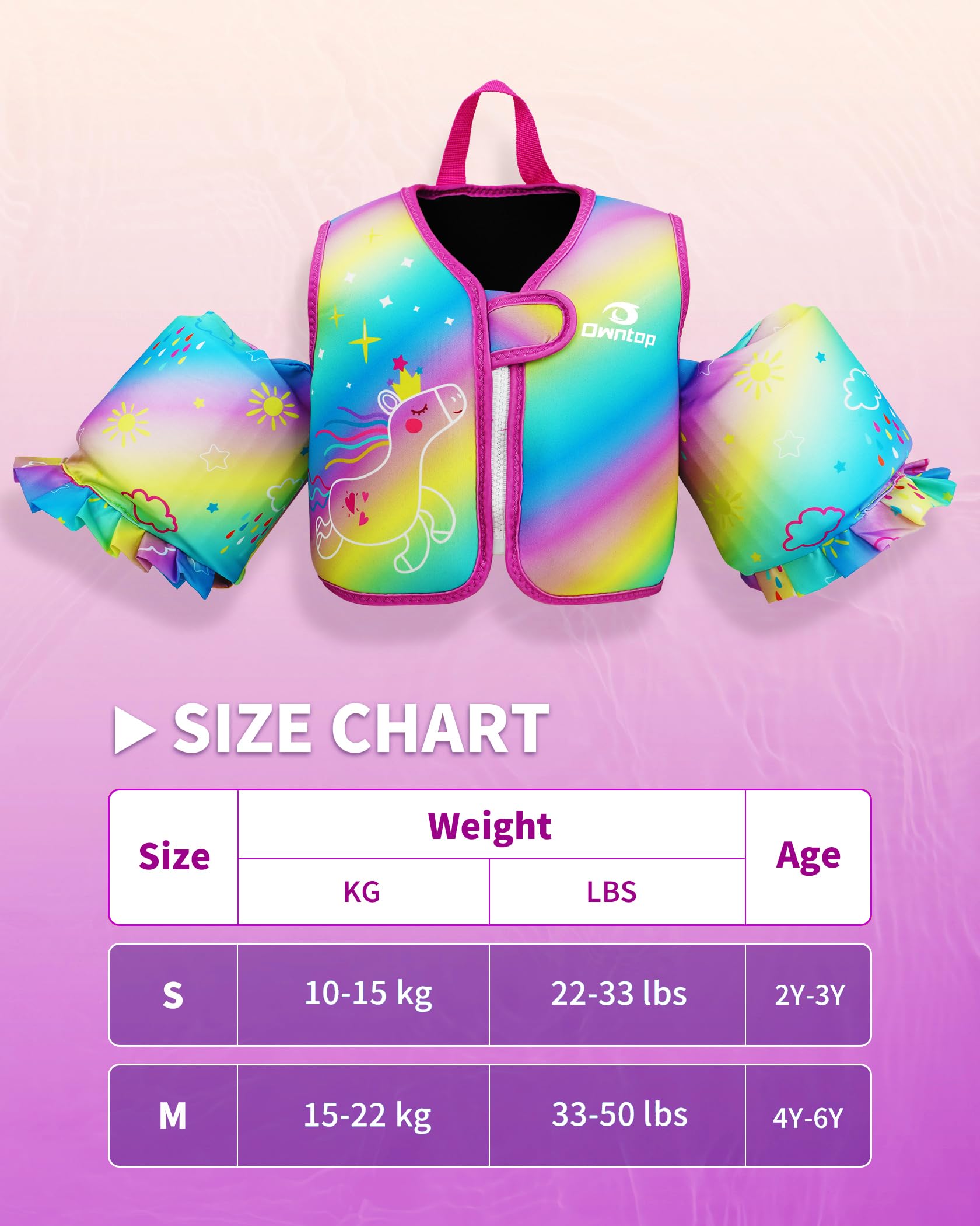 Snapklik.com : Owntop Toddler Swim Vest 30-50 Lbs, Kids Floaties Water ...