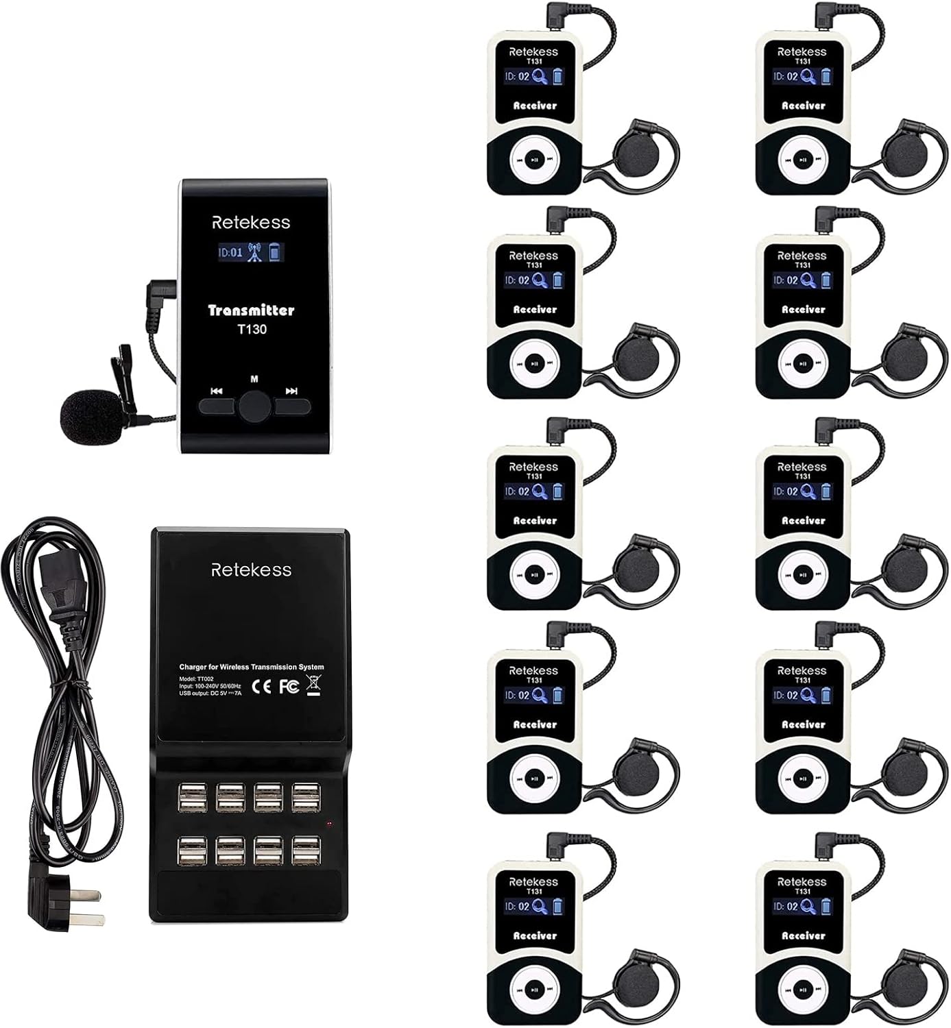 Amazon.com: Retekess T130 Church Translation System, Retekess USB Charger, Simultaneous ...