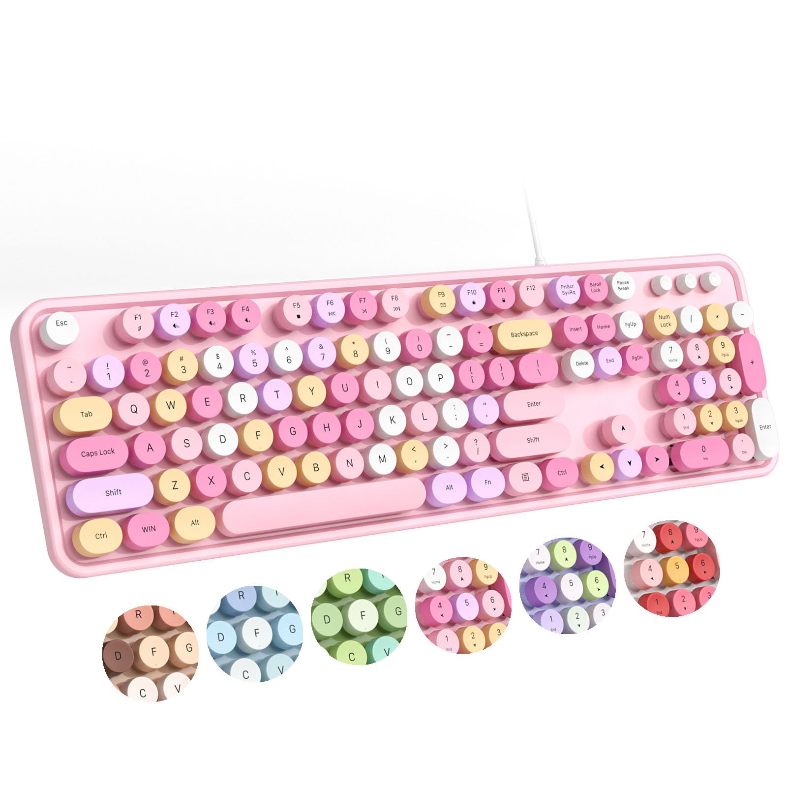 Amazon.com: MOFII Wired Keyboard, Cute Colorful Keyboard Full Size ...