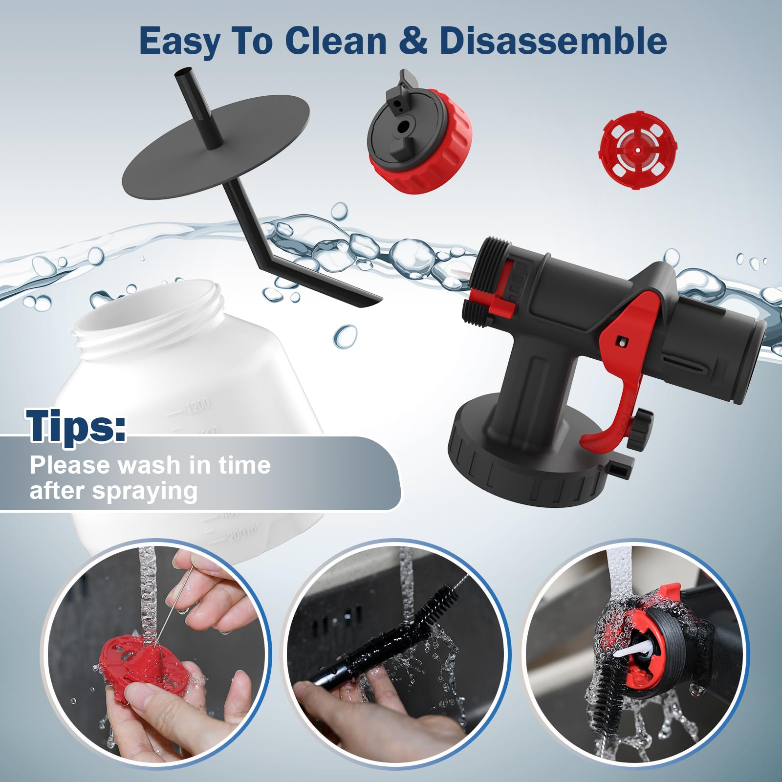 Snapklik.com : Hancaner Cordless Paint Sprayer, HVLP Spray Gun 20V 4 ...