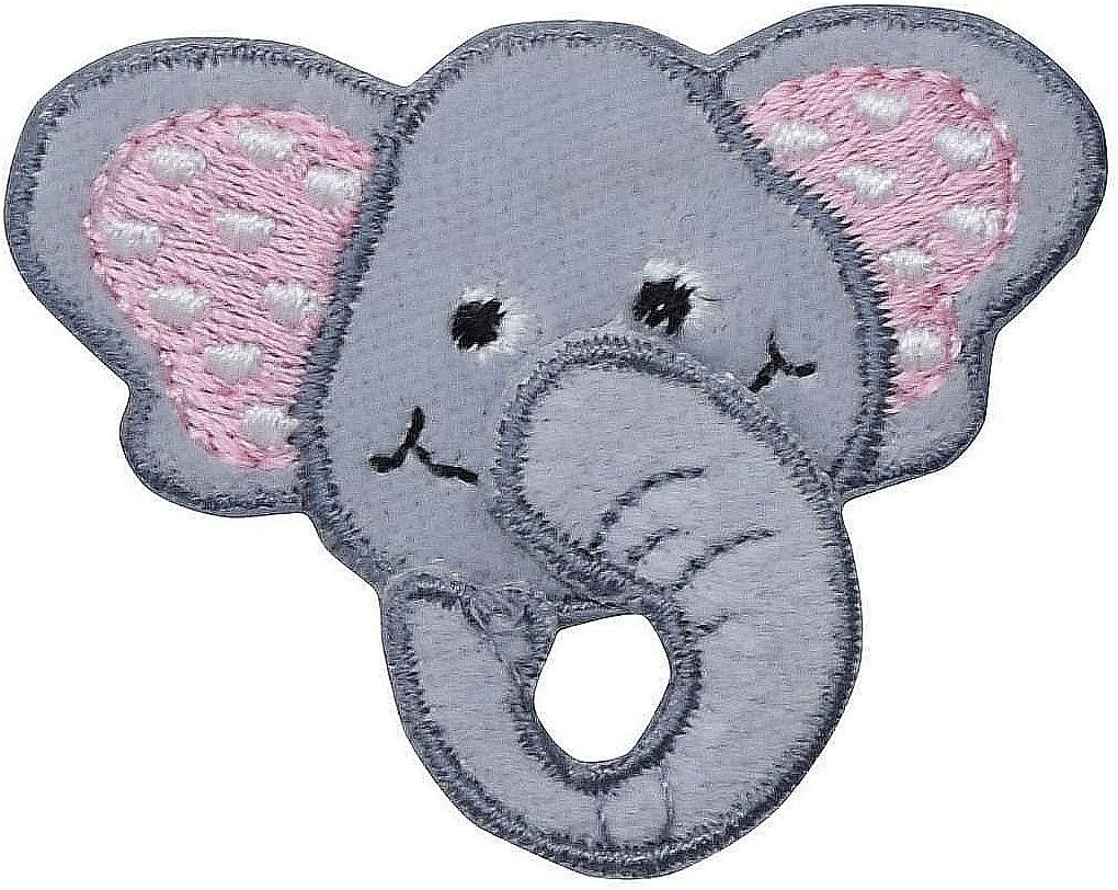 Amazon.com: Gray Elephant - Head - 3-D Trunk - Pink Ears - Embroidered ...