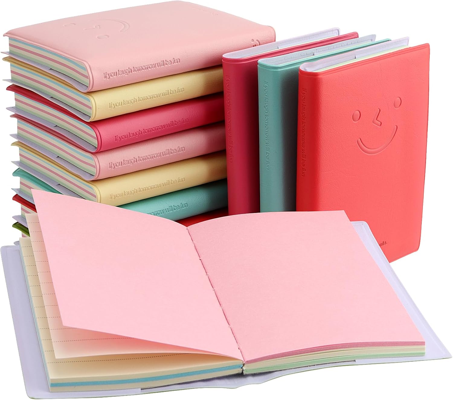 MOUYAT 12 Pack Mini Smiley Diary Notebook, 100 Sheets Pocket Notepad ...