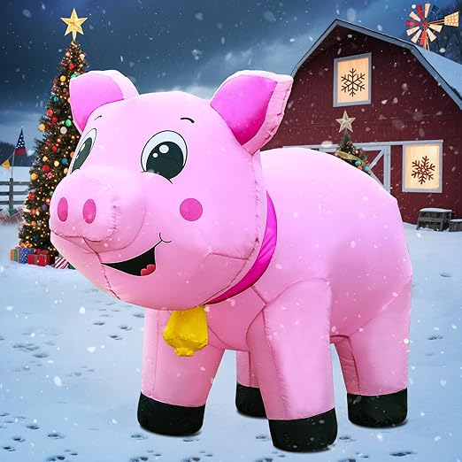 Amazon.com: 6FT Pig Inflatables Christmas Spring, Farm Ranch Blow up ...