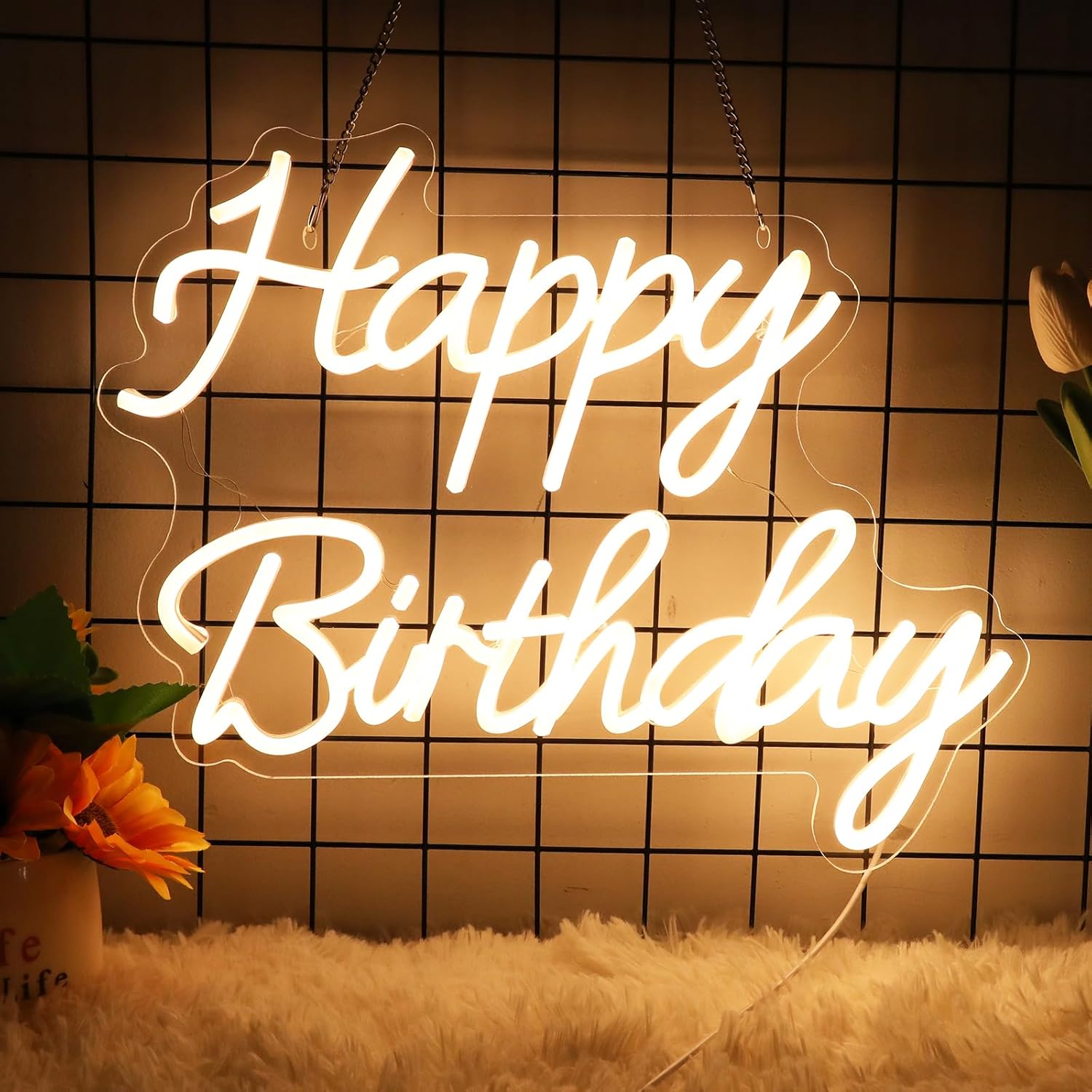 Neonawall Happy Birthday Neon Sign for Birthday Party, Happy Birthday ...