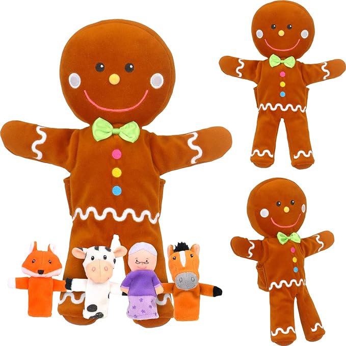 Hand & Finger Puppets - Gingerbread Man Puppet & 4 Unique Finger ...