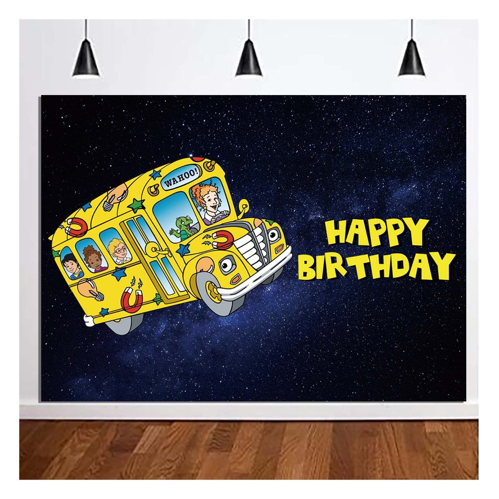 Buy Happy Birthday Yellow Magic School Bus Photo Backdrop The Magic ...