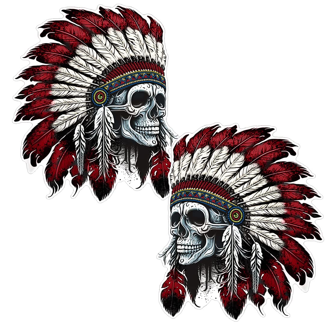 Amazon.com - Indian Chief Skull Stickers 2 Pack - Left & Right Facing
