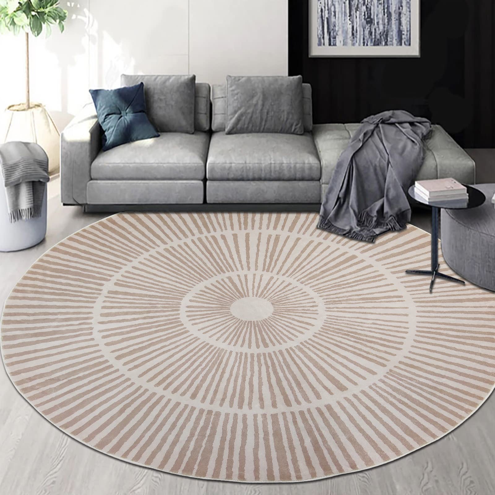 Amazon.com: Lacomfy Modern Area Rug 6Ft Round Contemporary Abstract Rug ...