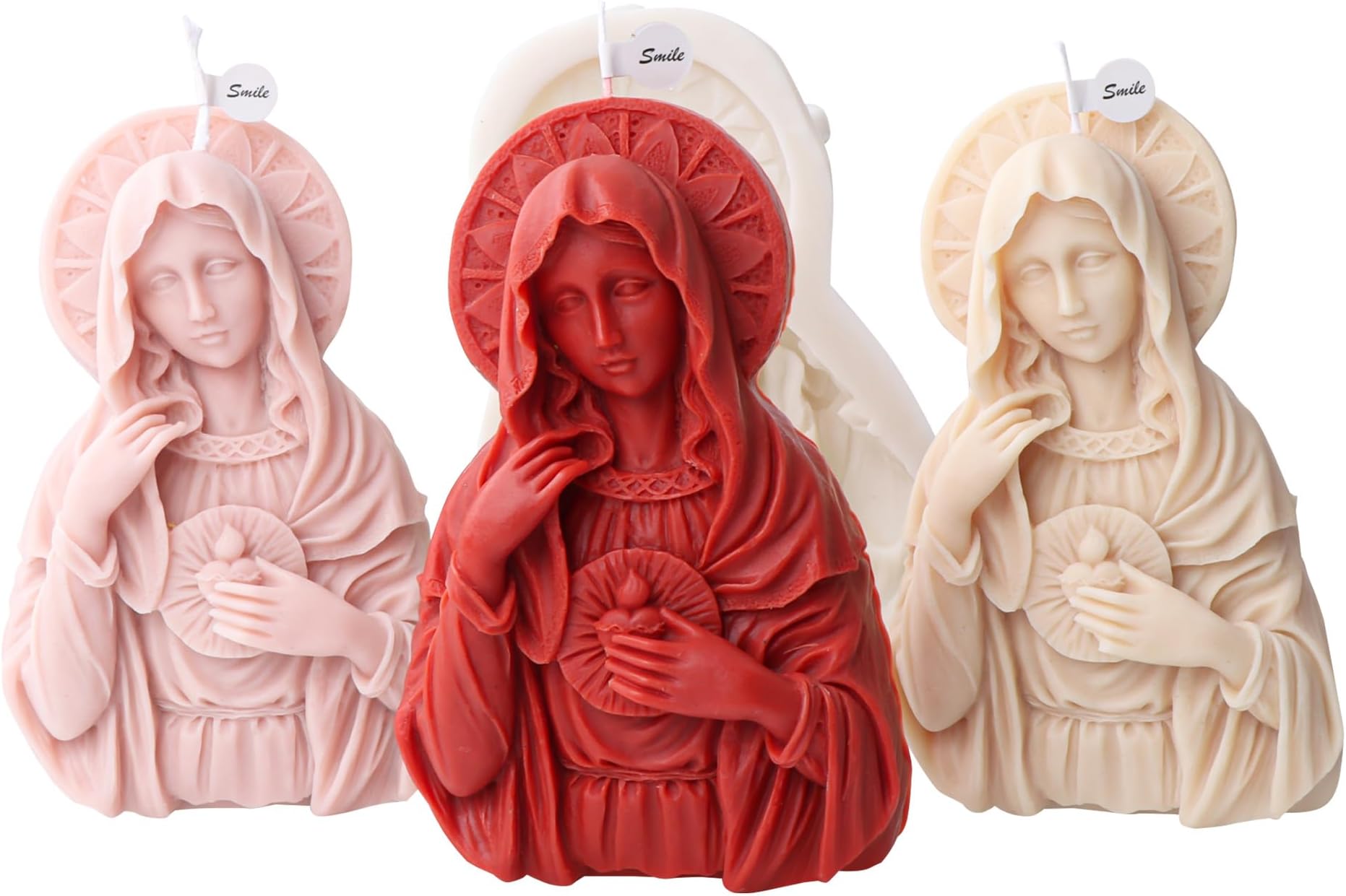 Amazon.com: Xidmold Virgin Mary Candle Soap Mold, Virgin Mother Mary ...