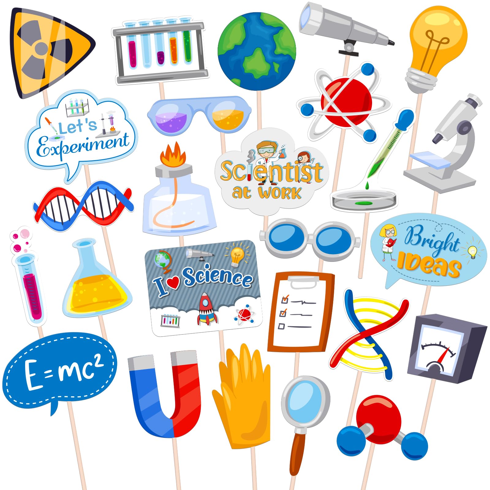 Amazon.com: Maicaiffe Science Party Photo Booth Props - 26 Pcs School ...