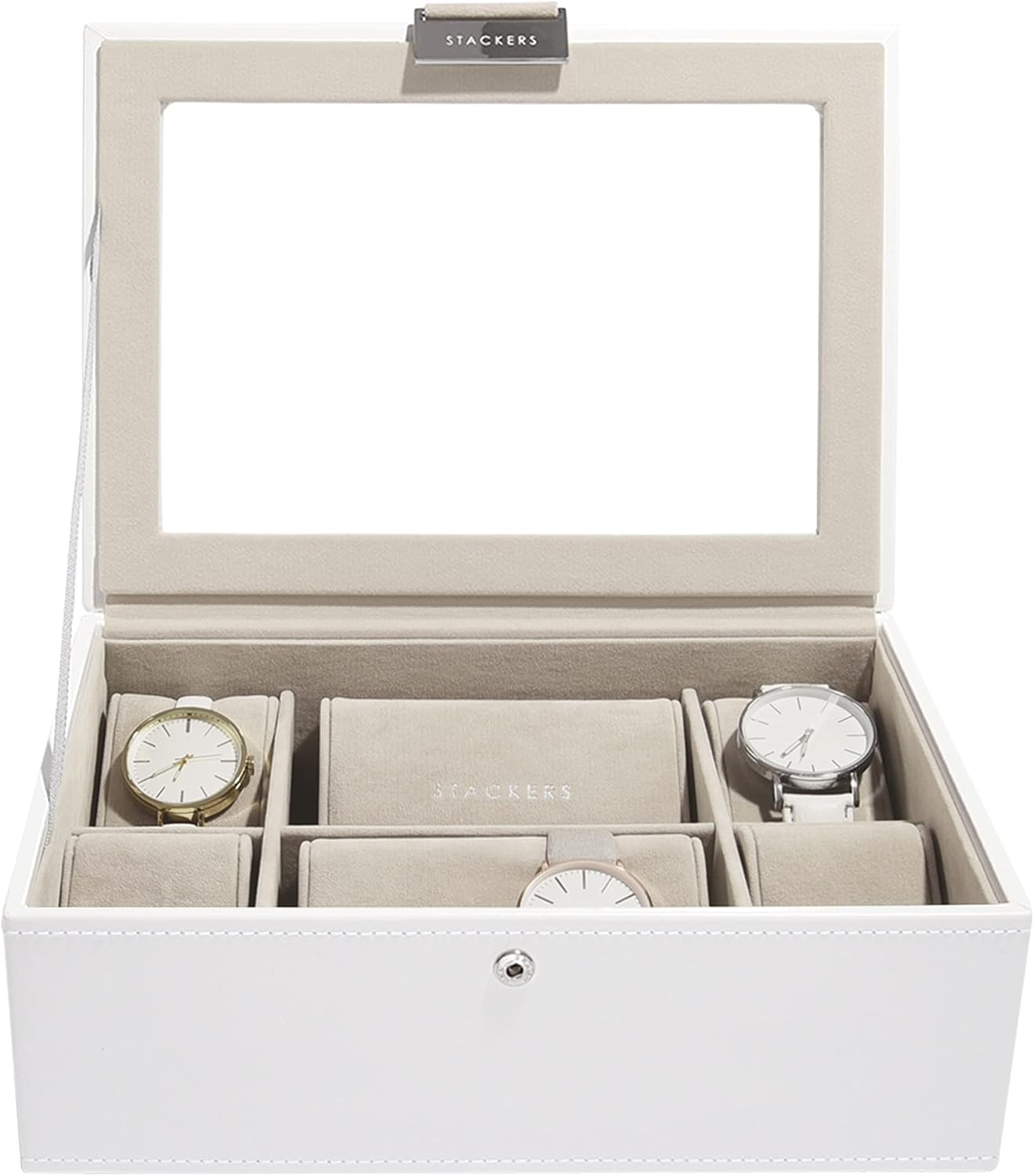 Stackers Classic Watch Box Made of Faux Leather and Glass : Amazon.co ...