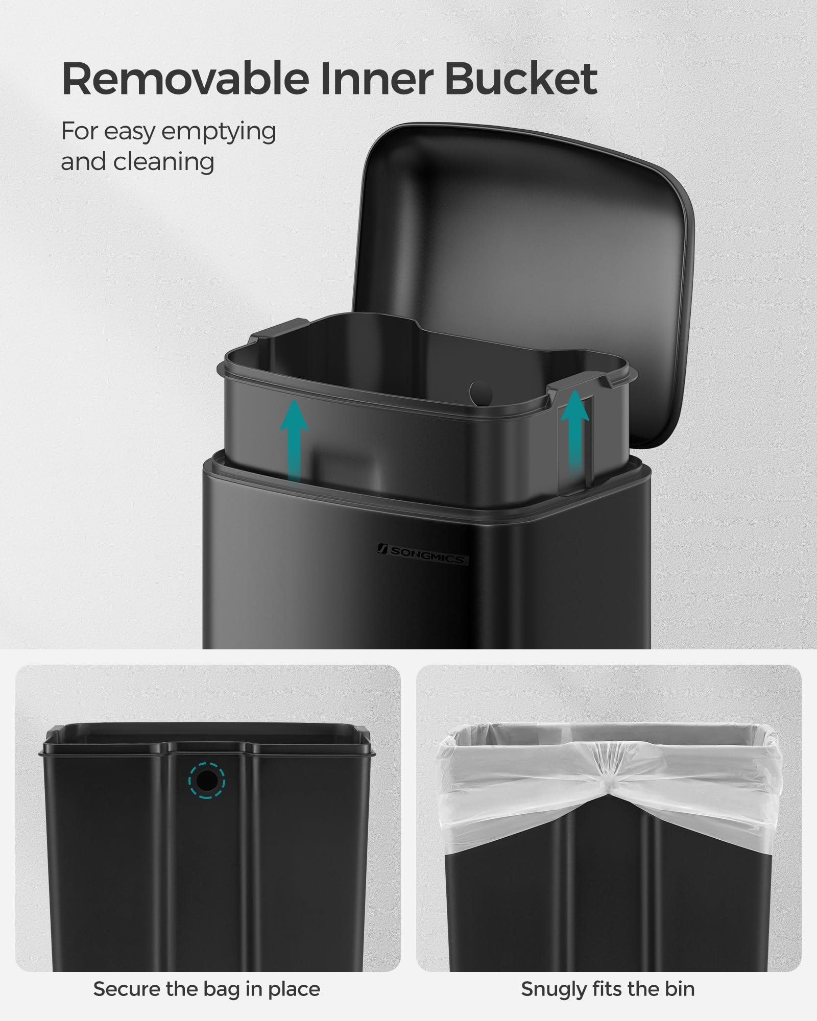 Snapklik.com : SONGMICS Trash Can, 8 Gallon (30L) Trash Bin