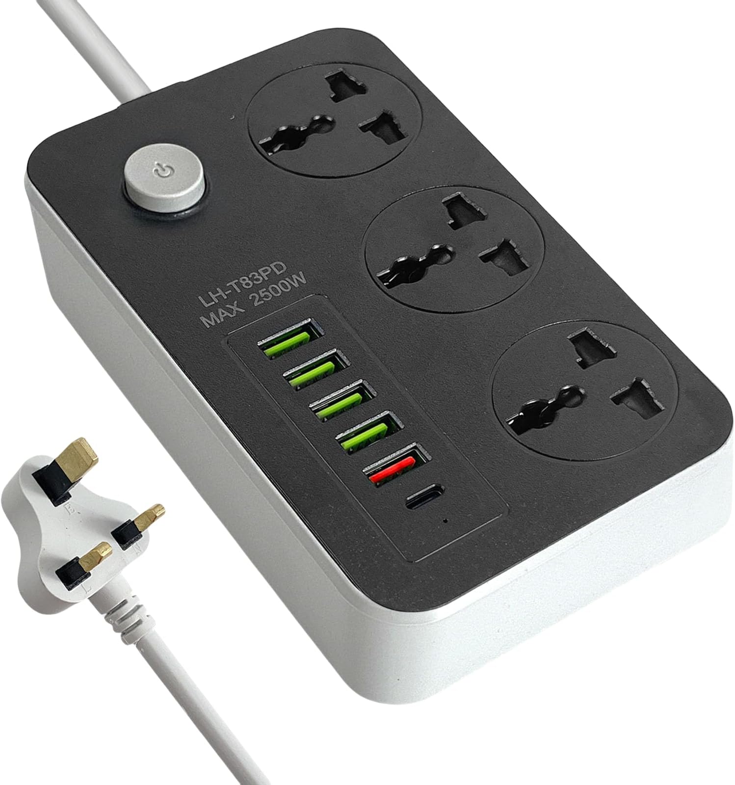 SKY-TOUCH Power Strips Extension Cords 3 Outlets, Universal Power ...