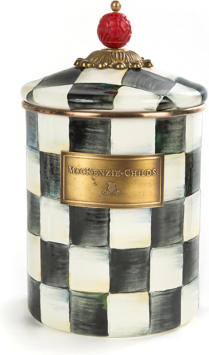 Amazon.com: MACKENZIE-CHILDS Courtly Check Enamel Canister, Black-and ...