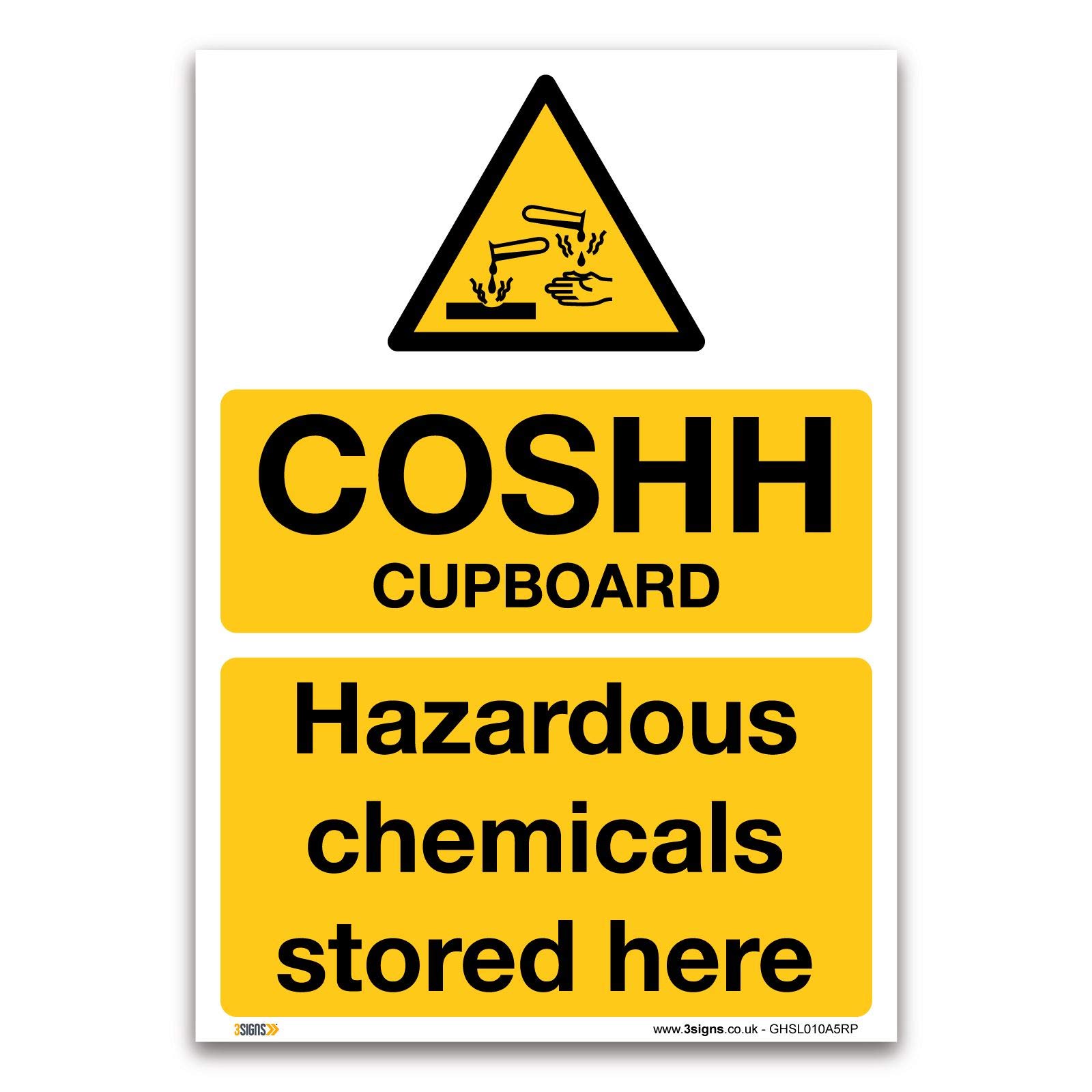 Buy COSHH Cupboard Sign, A5 210x148mm, 1mm Rigid Plastic - Hazchem ...