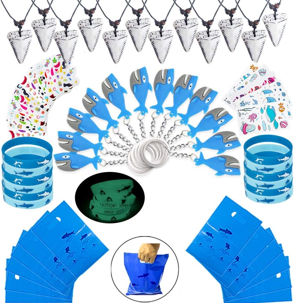 Amazon.com: Sureio 98 Pieces Shark Birthday Party Favors School Stuff ...