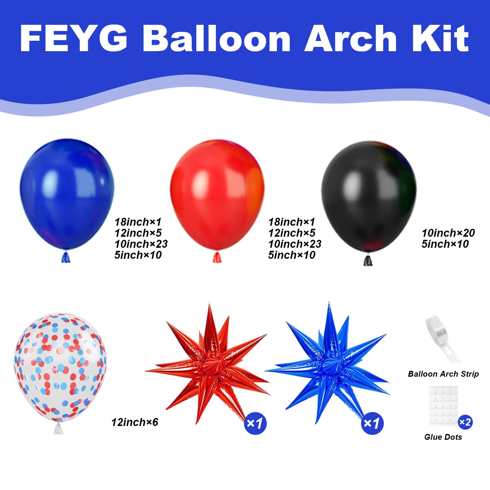 Snapklik.com : Black Red Blue Balloons Arch Garland Kit, Theme Balloon ...