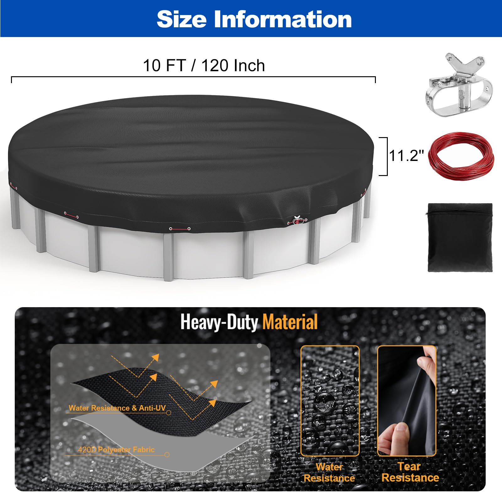 Snapklik.com : 10 Ft Pool Covers For Above Ground Round Pools