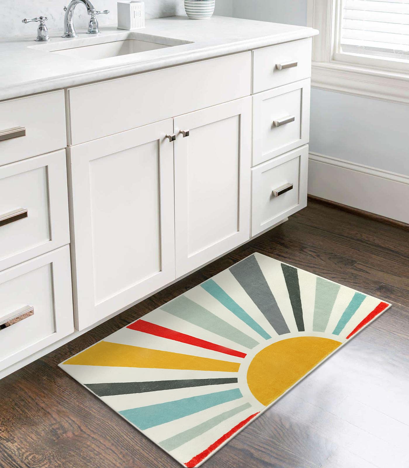 Uphome Boho Bathroom Rug Modern Colorful Sun Bathroom Mat Non-Slip Soft ...