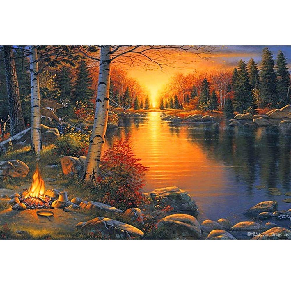 Sunset Forest Painting
