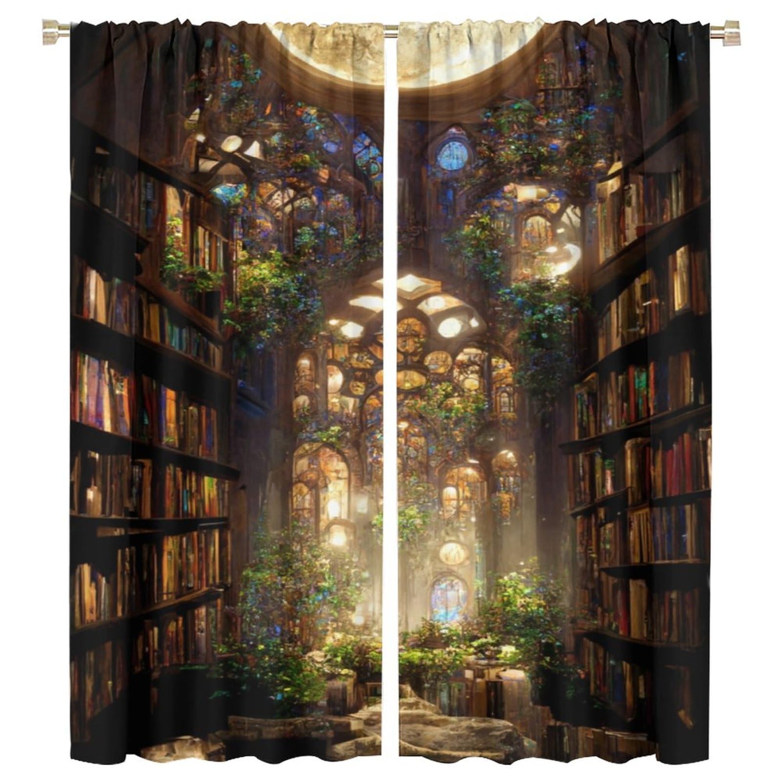 Amazon.com: HZOHNAGO Bookshelf Curtain Retro Library Pavilion Bookshelf ...