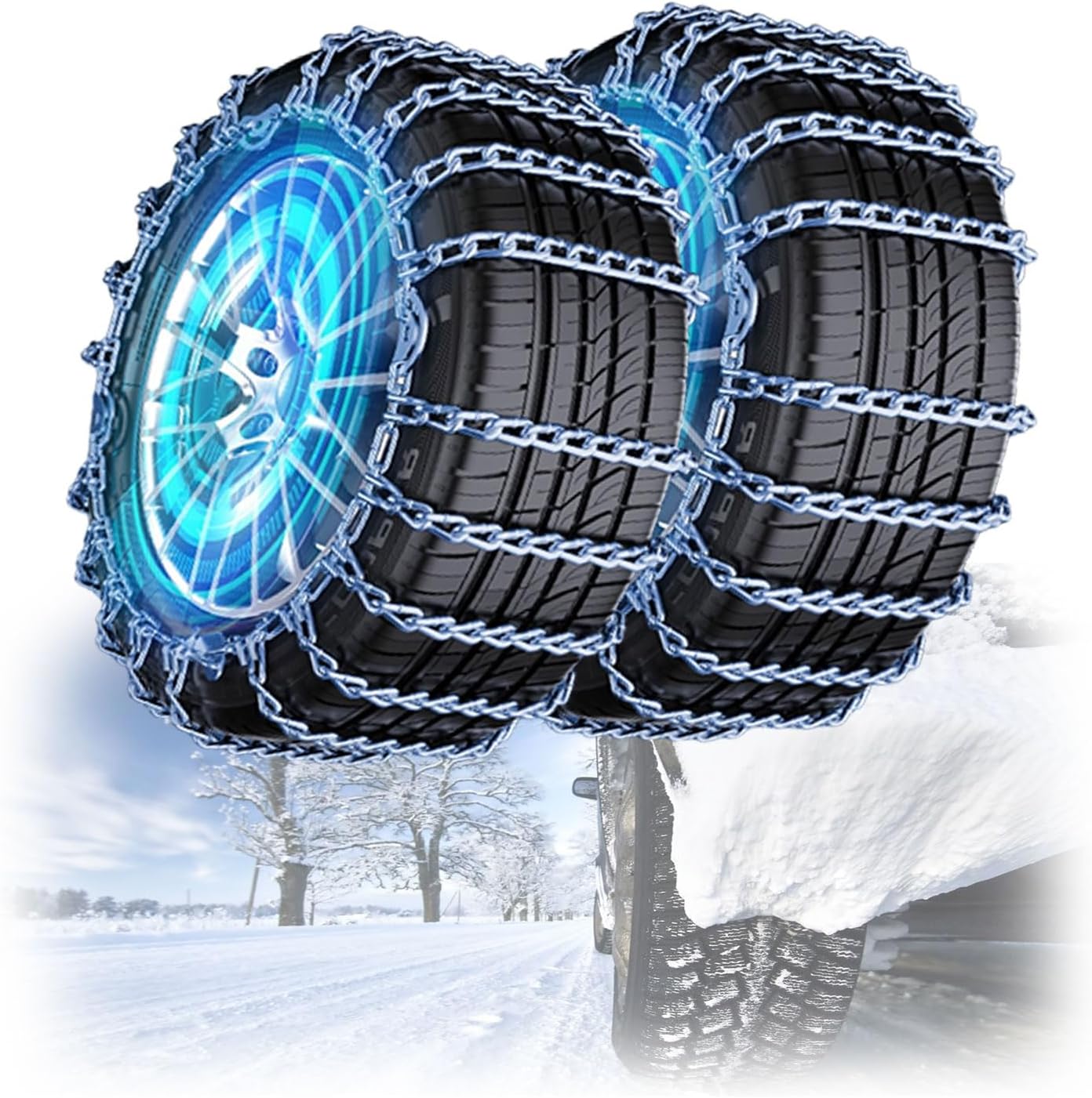 Amazon.com: tianhengrui Tire Chains for Cars 2pcs No Jack Required Snow ...