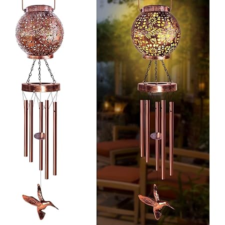 Amazon.com : 36" Solar Wind Chimes Hanging Lights Outdoor Detachable ...