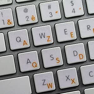 Belgian French Keyboard Labels Layout with Orange Lettering Transparent ...