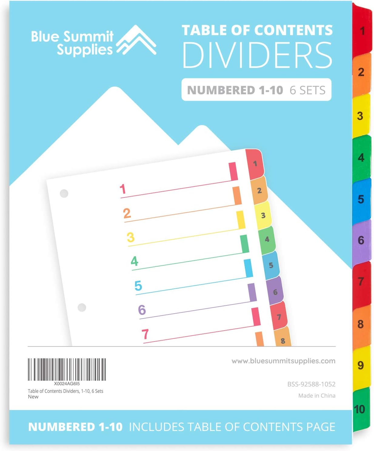 Amazon.com : Tops Cardinal 10-Tab Numbered Binder Dividers, OneStep ...