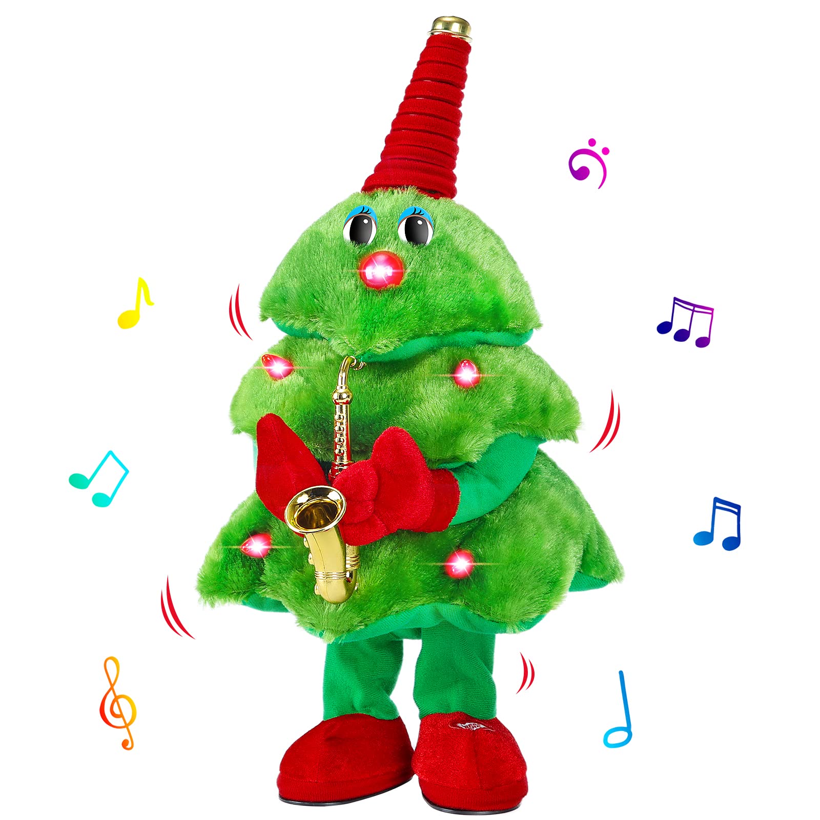 Amazon.com: Singing Dancing Christmas Tree Plush Toys with Lights & 8 ...