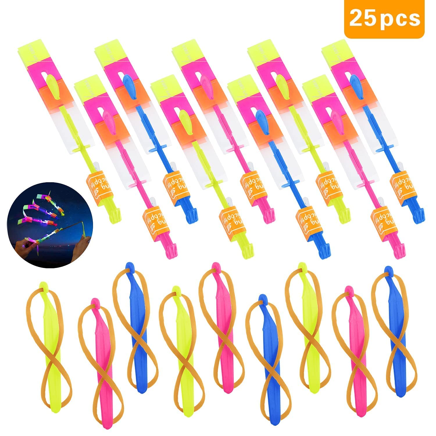 Buy Habelyi 25PCS Amazing Led Light Arrow Rocket Helicopter Flying Toy ...