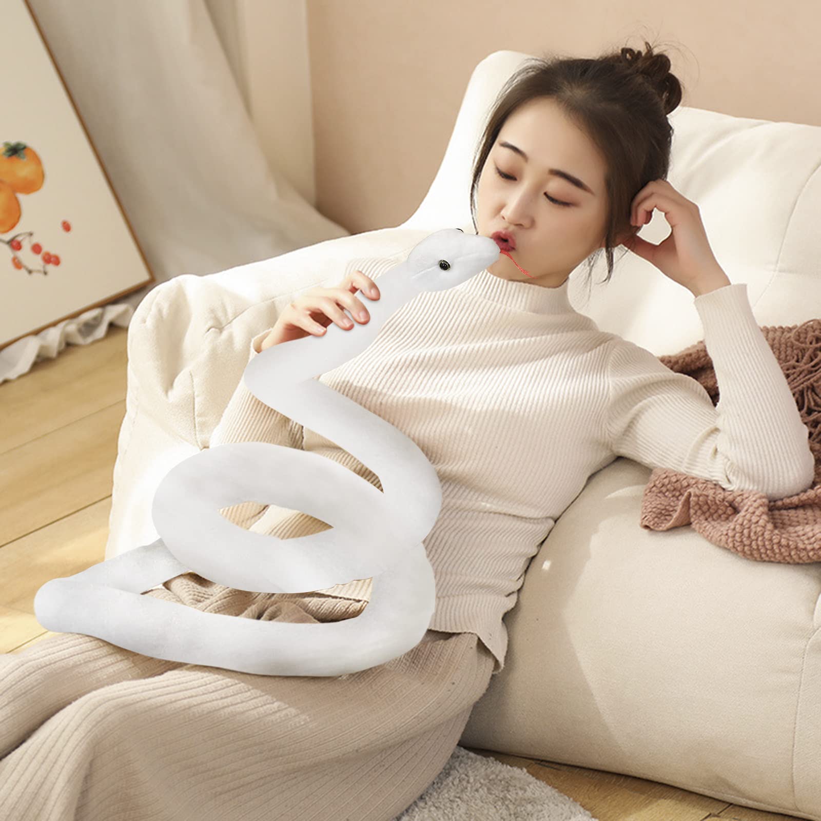 Snapklik.com : 78 Inch White Snake Plush, Realistic Snake Stuffed ...